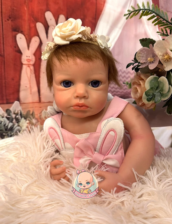 Muñeca Reborn Silicona Pelo Lou Lou Ojos Abiertos